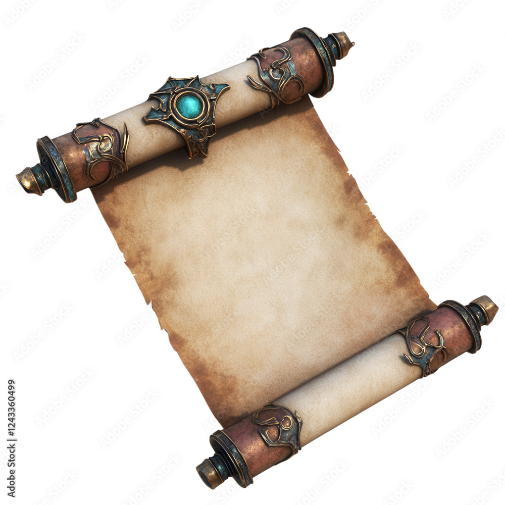 Parchment Scroll Mockup, blank scroll design, transparent background ...
