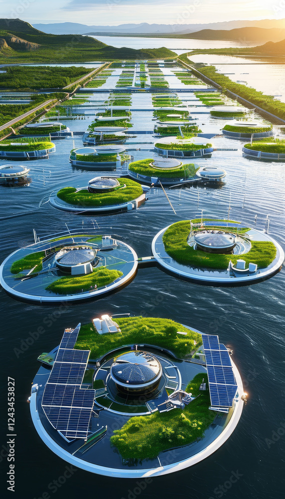 Futuristic sustainable city concept, Solar-Powered Floating Cities, Sustainable, futuristic ...