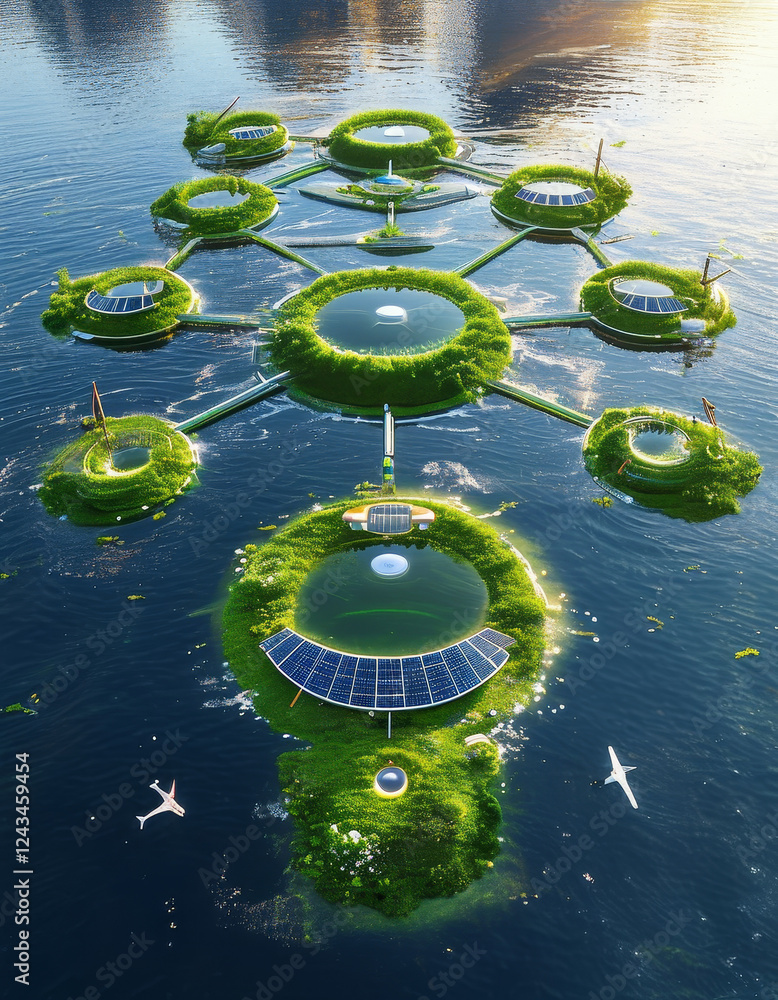 Futuristic sustainable city concept, Solar-Powered Floating Cities ...