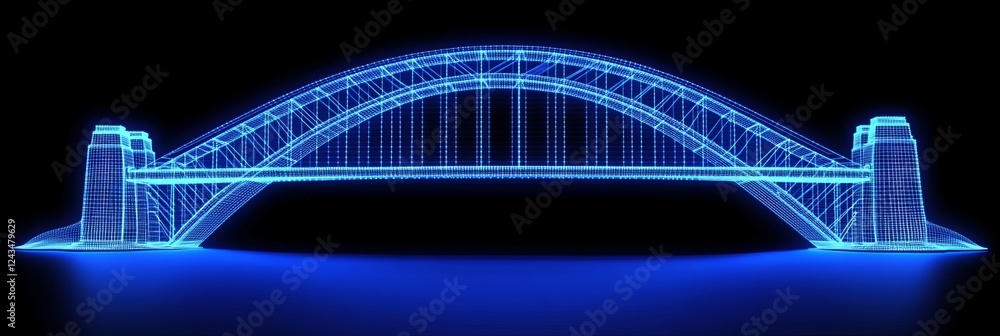 Blue Neon Outline Representing Network, Connection, And Modern ...