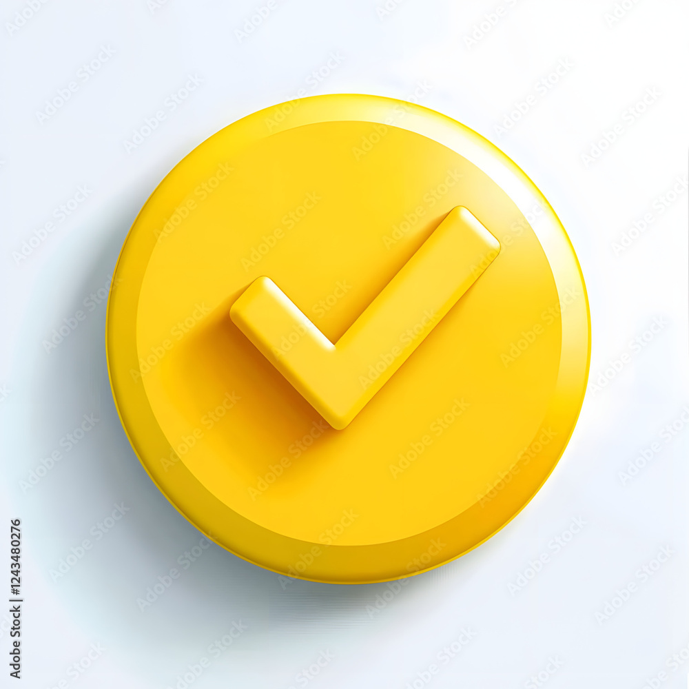 3d check icon, checklist tick, done mark. Vector realistic plastic ...