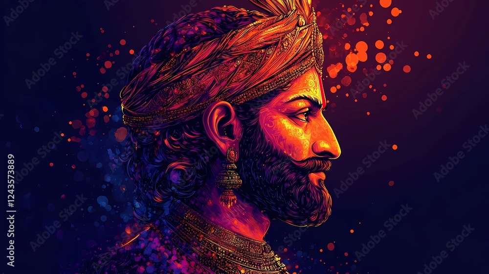 An elegant artistic composition for Shivaji Jayanti, depicting a ...