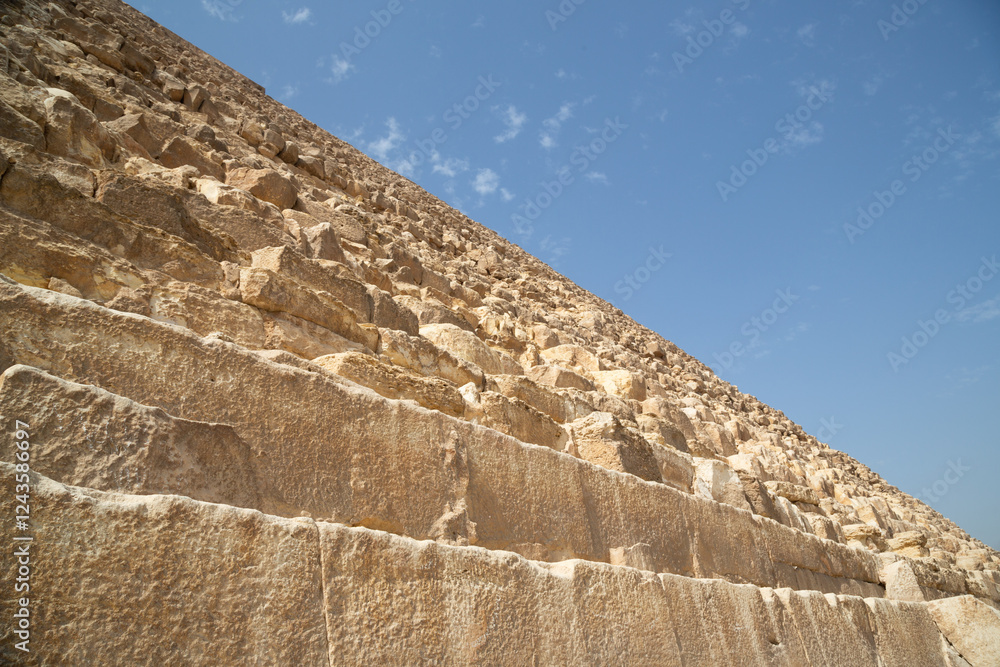 Bottom view of the Steep slopes of the Great Pyramid of Khufu, Giza ...