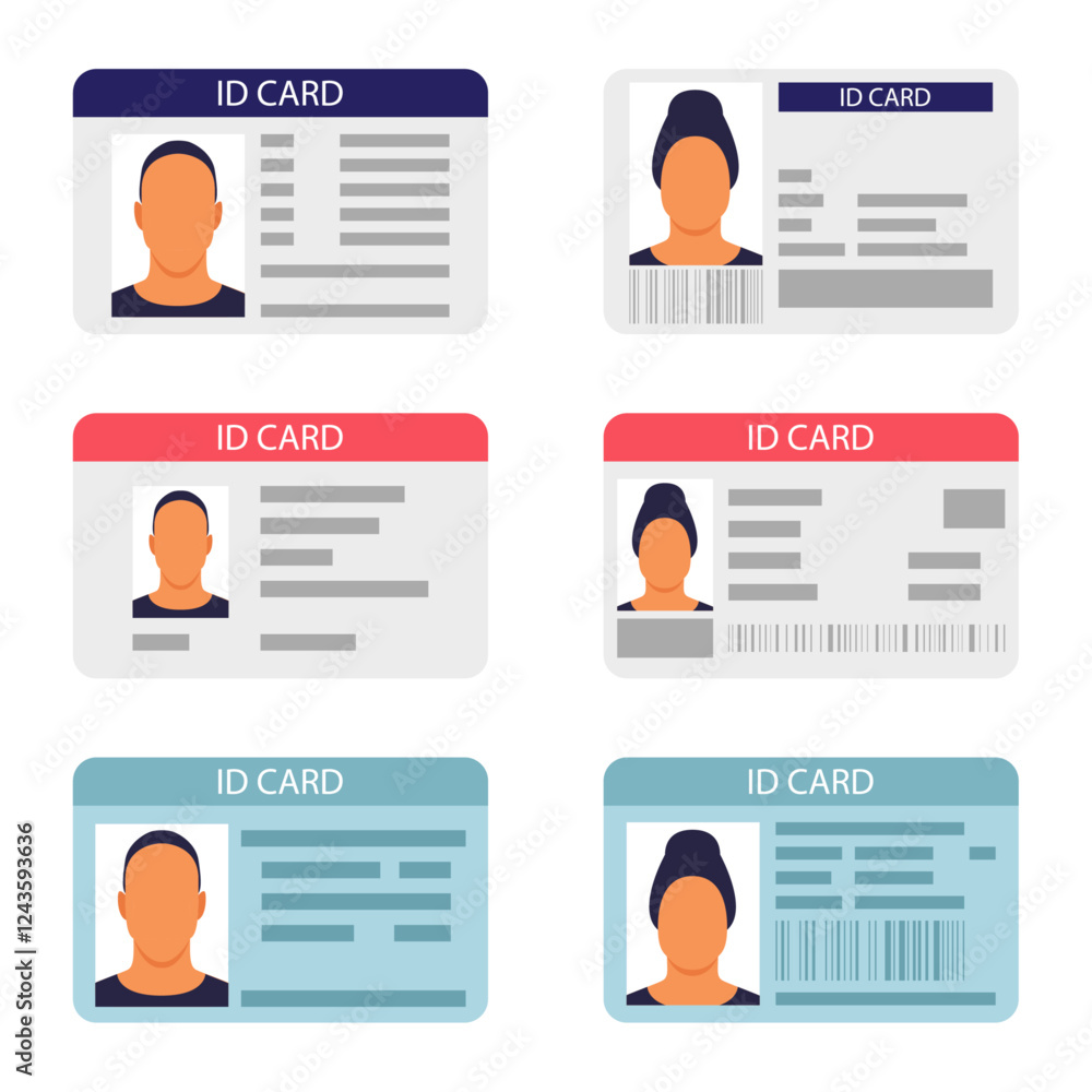 Collection of id card templates on white background. Set of id card in ...