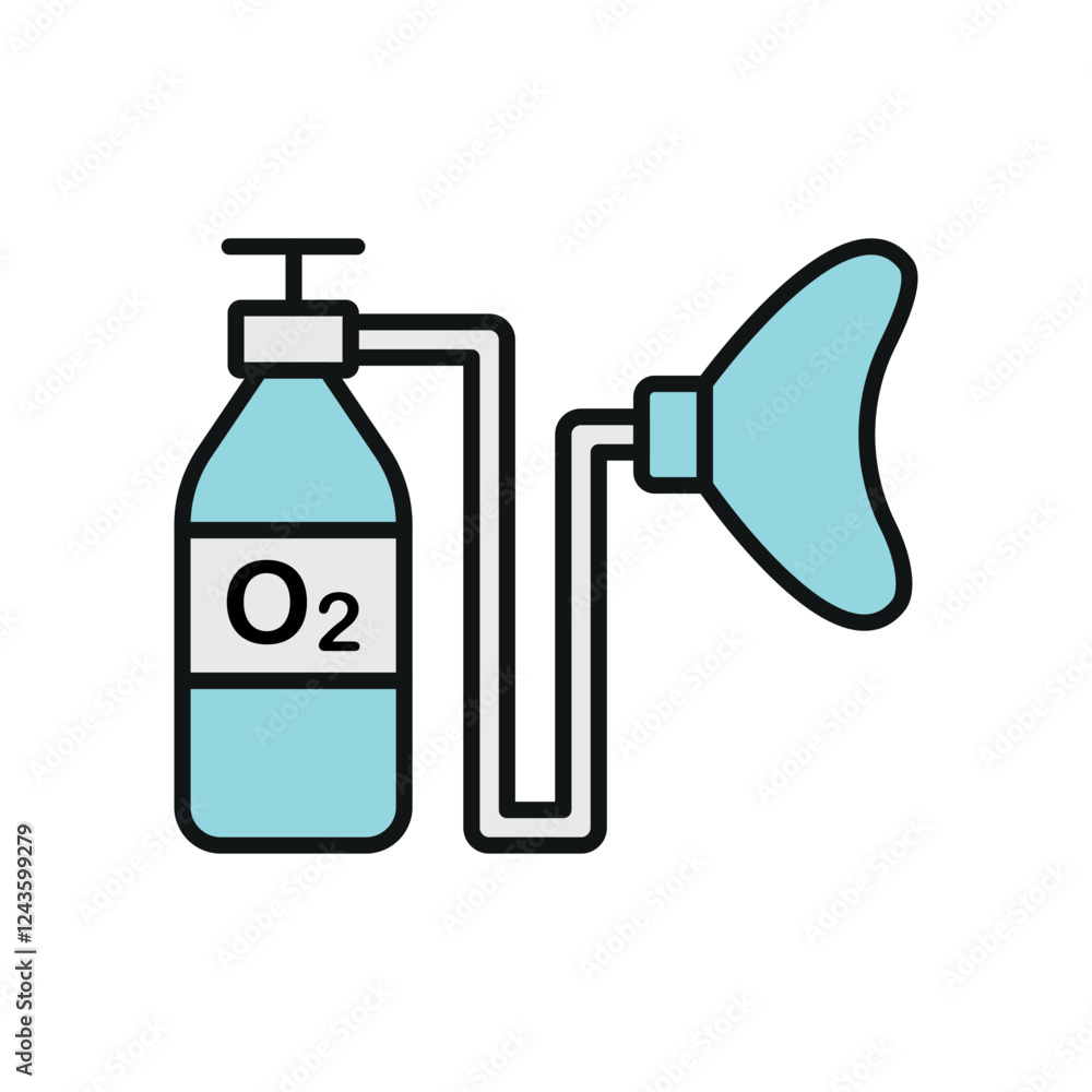 Oxygen mask and tank icon is a clean vector illustration of a medical ...