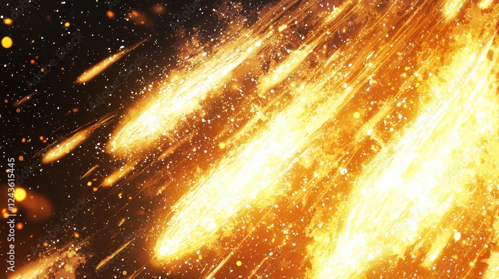 Meteor shower spectacle night sky digital art vibrant environment ...