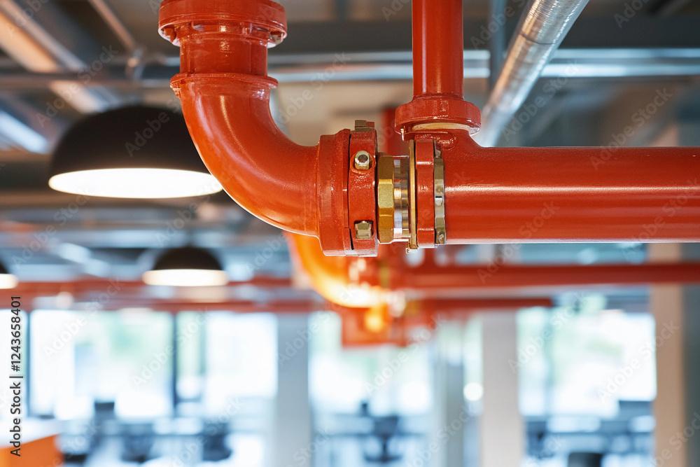 Automatic fire suppression system with spray nozzle and red indicator ...