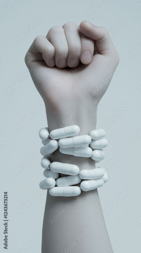 Fentanyl addiction illegal trade. Painkiller harm reduction. Symbolic ...