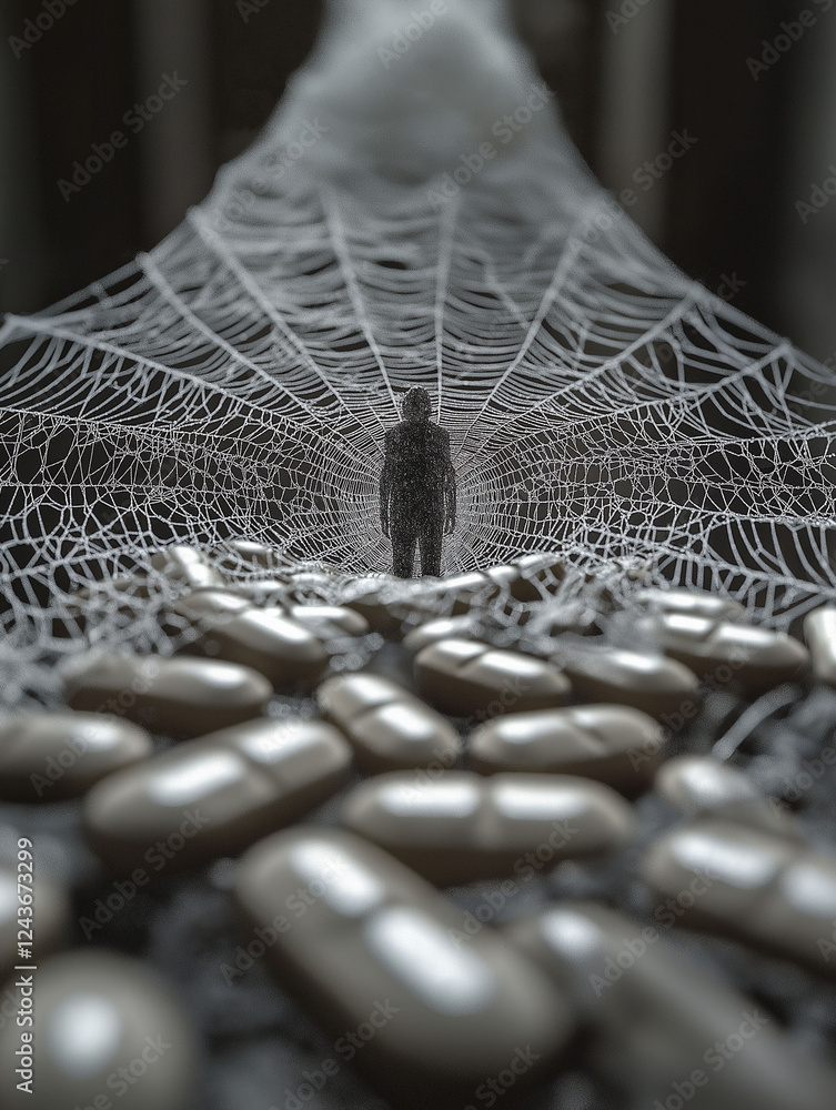 Fentanyl addiction illegal trade. Painkiller harm reduction. A symbolic ...
