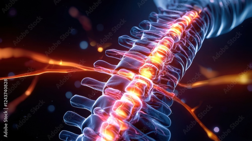 MRI of cervical vertebrae showing nerve roots and spinal cord alignment ...