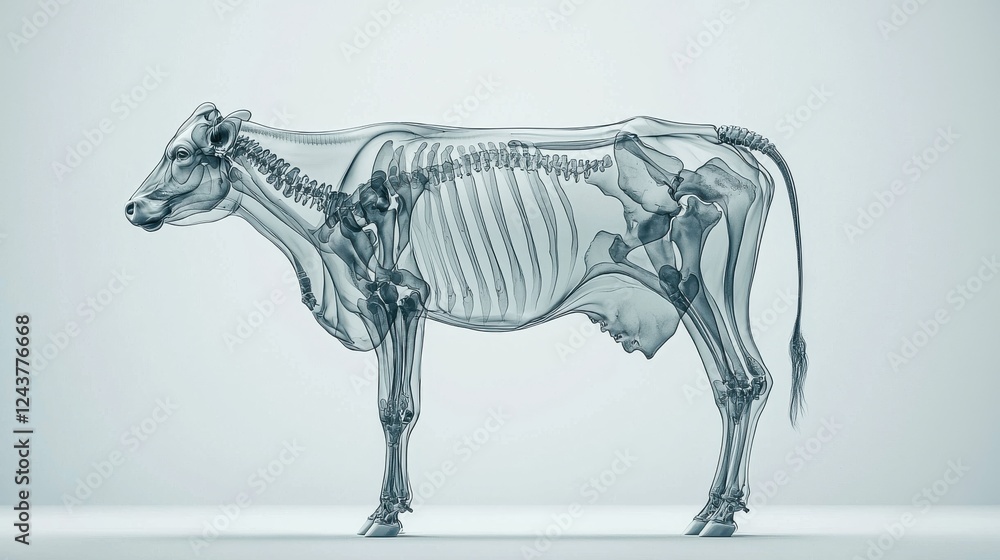 Abstract digital rendering of a cow's skeletal structure and ...