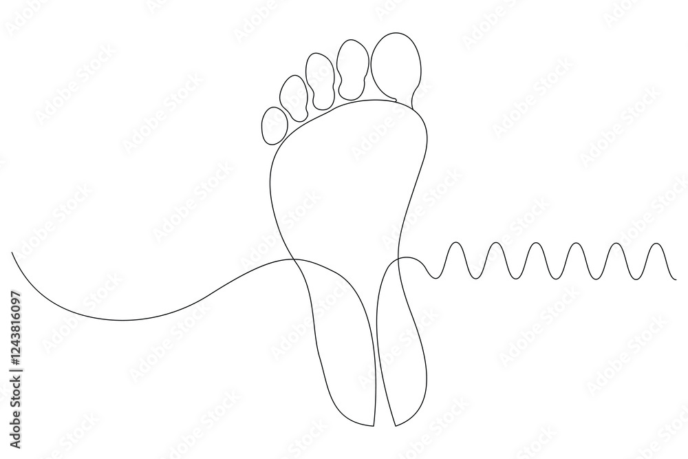 Foot sole continuous one line drawing of isolated outline vector art ...
