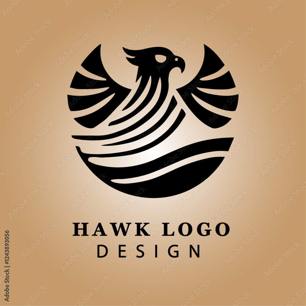 Elegant Black and White Hawk Logo Vector with Circular Background for ...