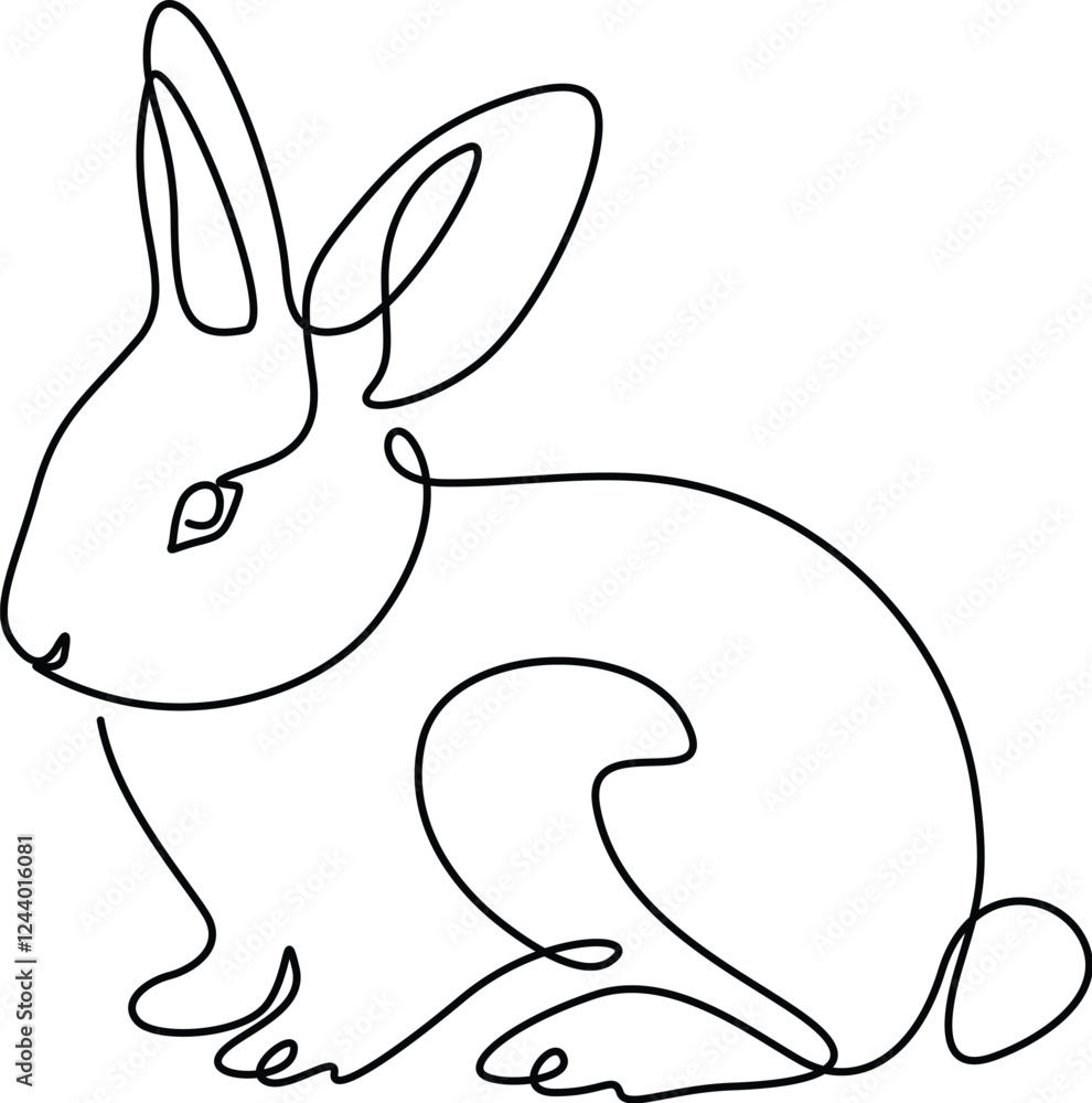 One continuous single-line drawing of Rabbit. Bunny cony animal minimal ...