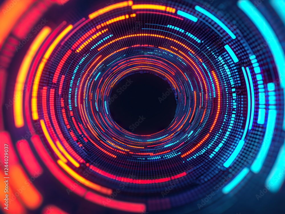 Digital light patterns creating a vortex effect abstract art modern ...