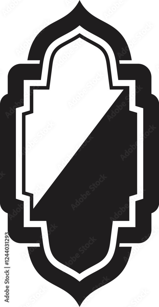 Elegant black and white shield with islamic art inspired design ...