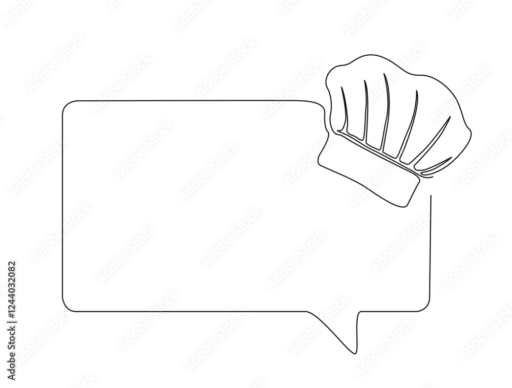 Continuous one line drawing of chef hat design. Cook hat in single line ...