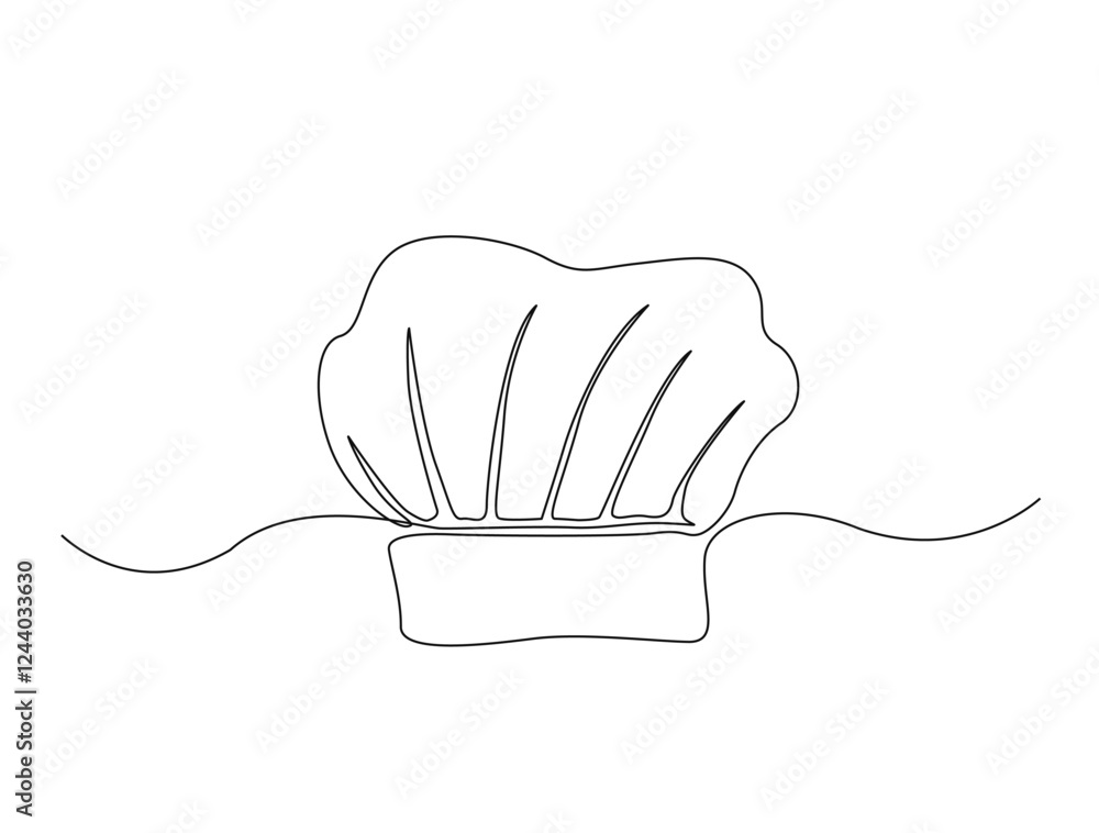 Continuous one line drawing of chef hat design. Cook hat in single line ...