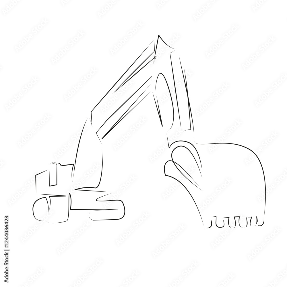 One continuous line art drawing flat illustration bulldozer ...