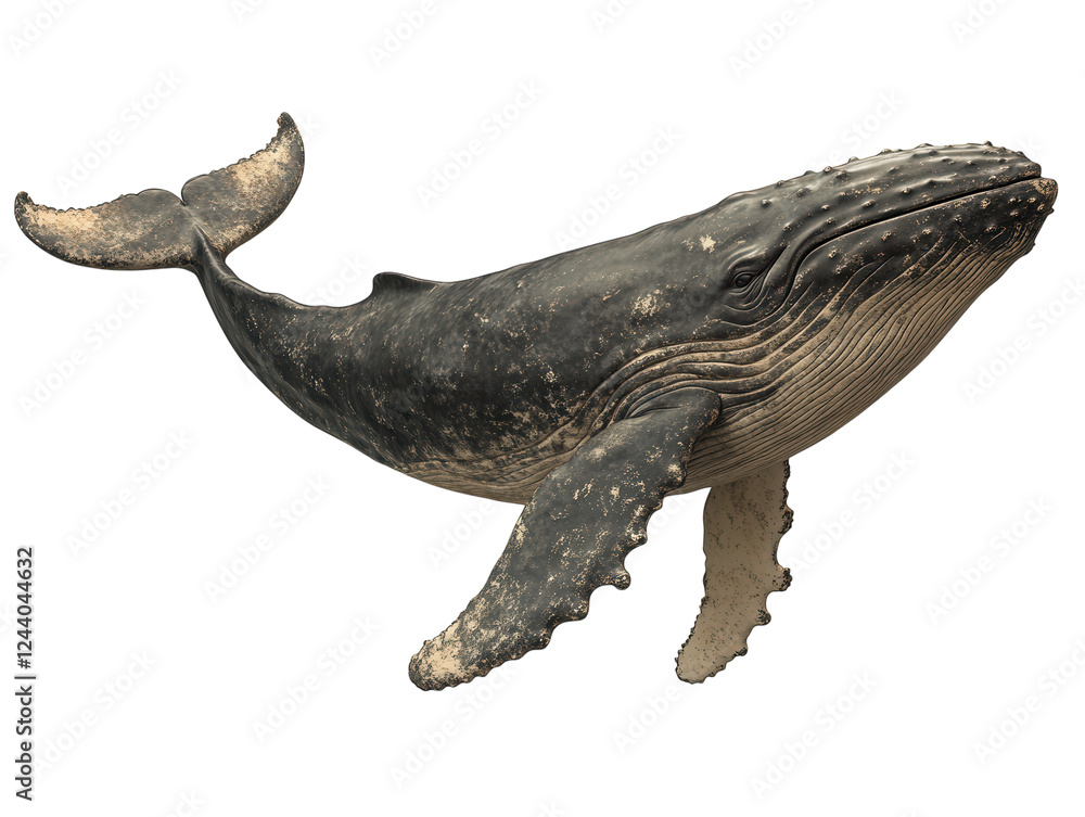 Humpback whale with massive flippers and a gracefully curved body PNG ...