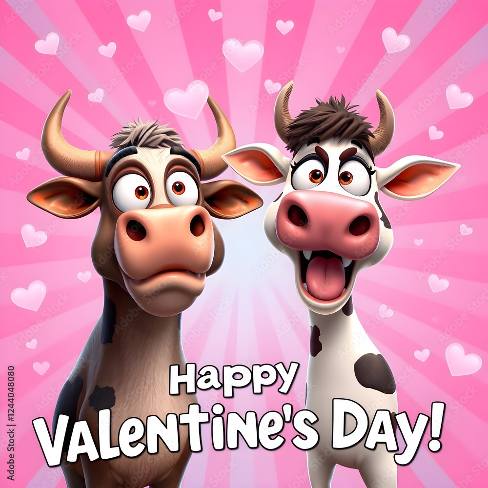 Happy Valentine Day! A funny caricature style Valentine's card showing ...