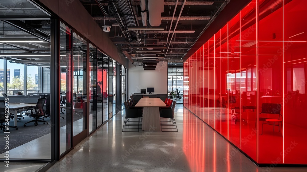 Sleek and modern corporate innovation hub with open collaborative ...