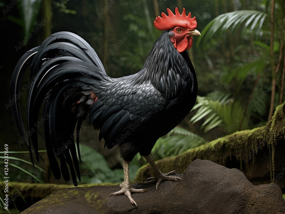 Foto de Stock Ayam Cemani Rooster - Iconic Bird of Indonesian ...
