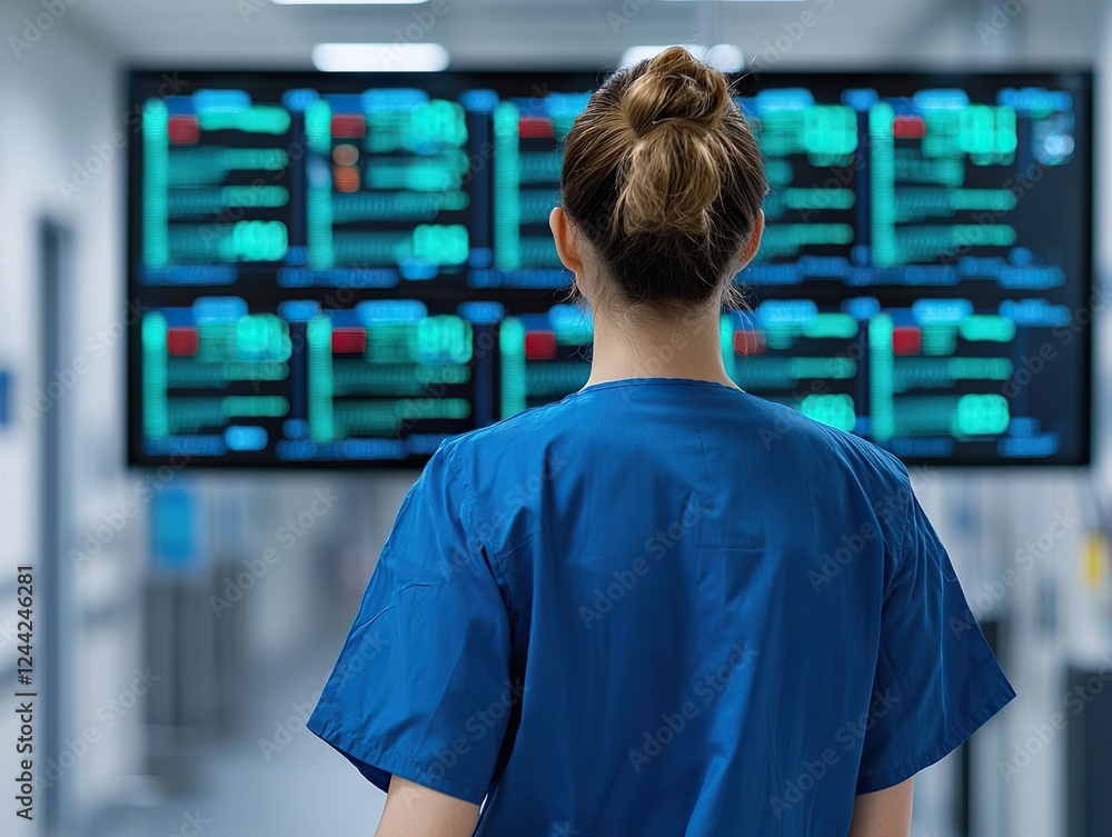 Healthcare professional analyzing patient data hospital medical ...