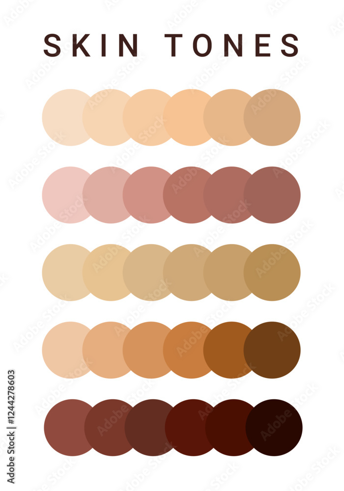 Skin tone color scale chart. Brown palette vector human skin ...