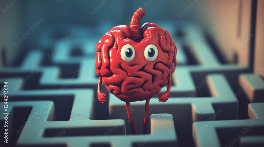 Ilustración de Stock Labyrinth maze game with cartoon body organ ...