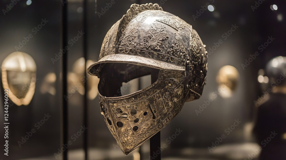 Knight warrior helmet, heraldry armor with visor. Vector medieval ...