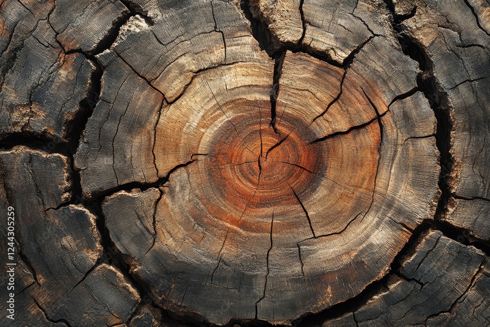 Cracked Wooden Cross-Section Detailed Macro of Aged Tree Trunk with ...
