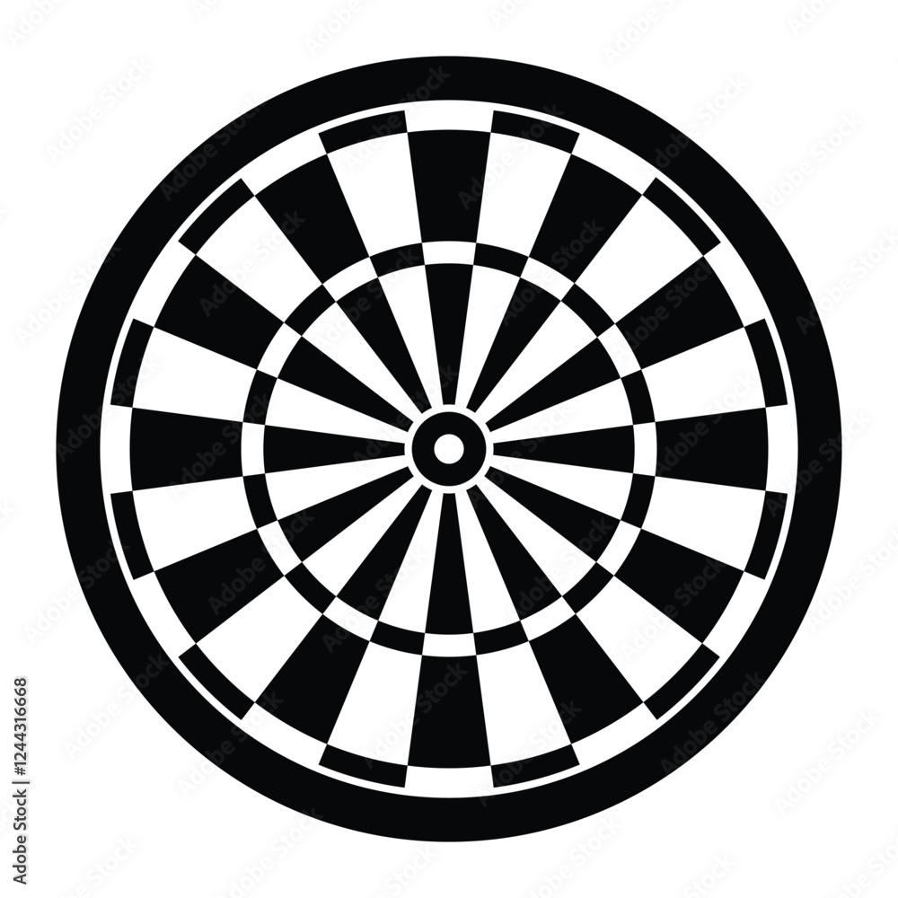 Dartboard vector icon. Black and white illustration for darts game ...