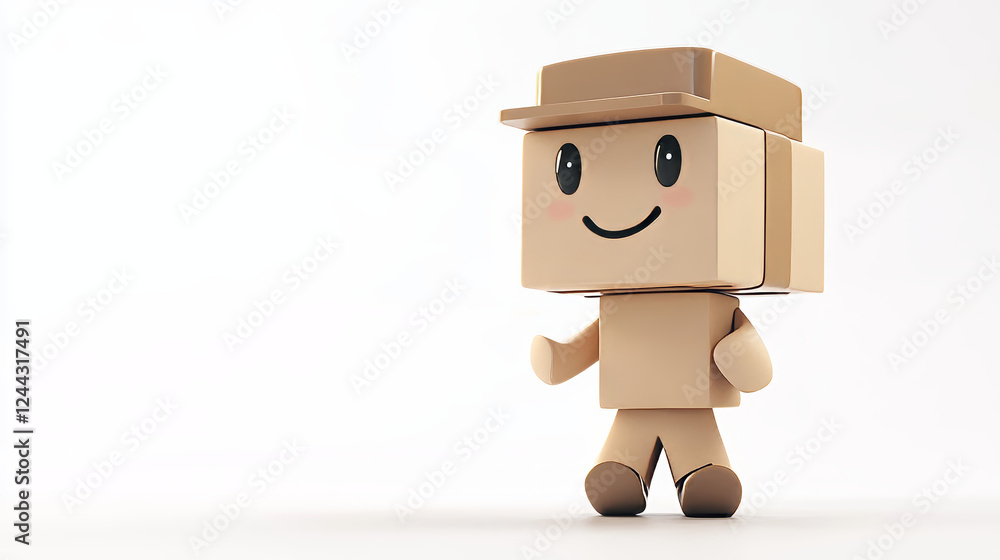 Cartoon cardboard box courier delivery character. Vector package mascot ...