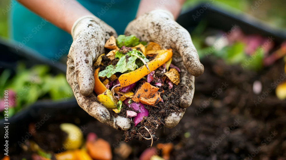 Cartoon earth worms in compost soil ground with quote Turn your Spoil ...