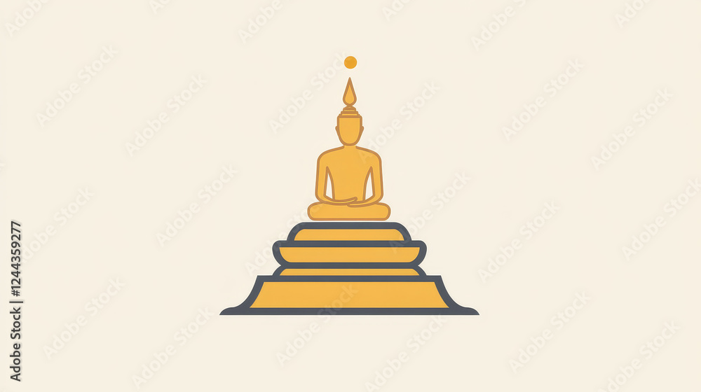 Buddhism religious symbol, stupa shrine isolated thin line icon. Vector ...