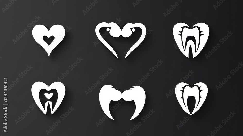 Dentistry set of tooth icons. Vector teeth symbols for dentistry clinic ...