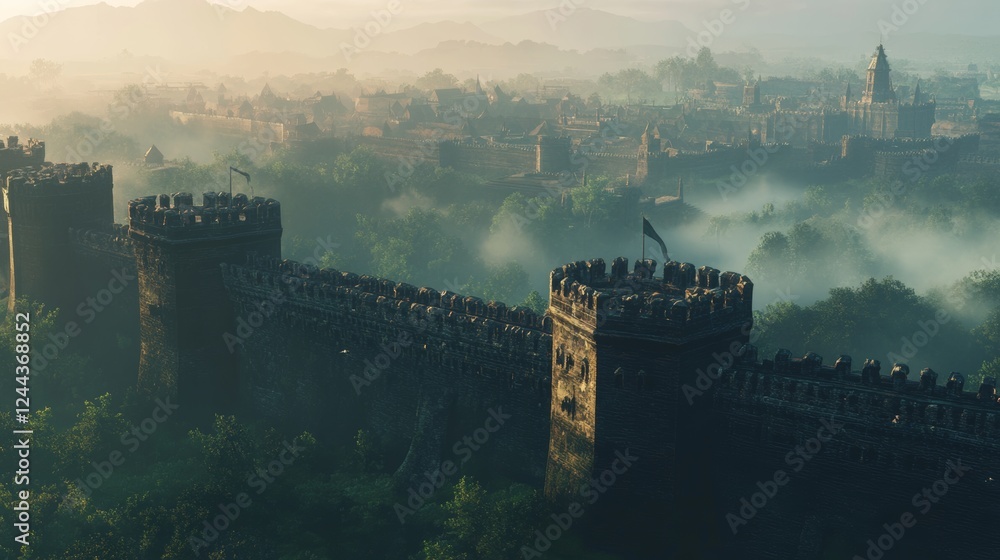 The ocean hosts a cyberpunk fairy castle in a futuristic, post ...