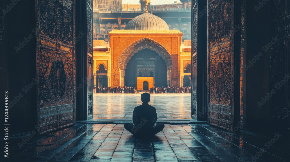 Ilustración de Stock Islam halal tourism and religious pilgrimage to ...