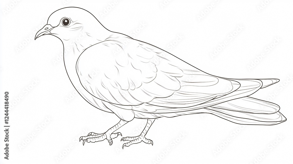 Little Dove Cartoon Character Coloring Page: A Fun and Educational ...