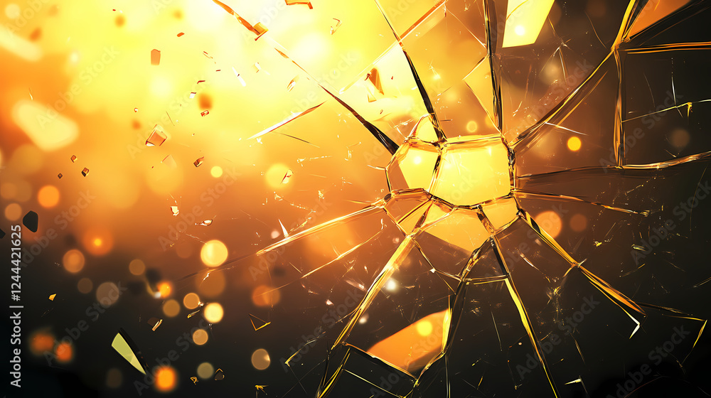 Abstract generative ai illustration of transparent shattered glass on ...