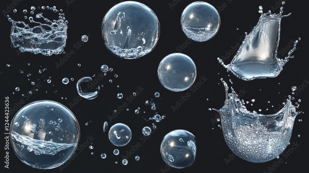 Soap bubble burst effect animated sprite. Transparent bubble explosion ...