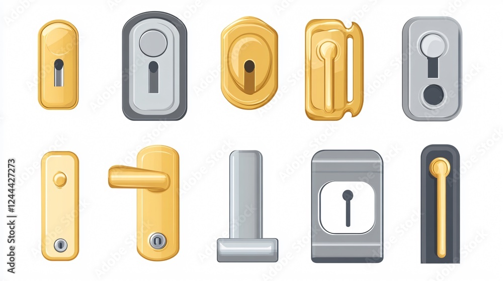 Showcase Various Types of Door Locks in Metal, Silver, and Gold ...