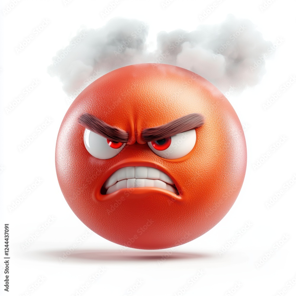 n angry red-faced emoji with steam, isolated on white Stock ...