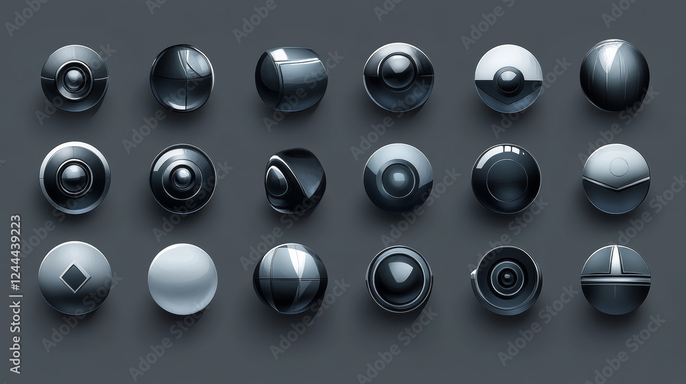 360 degrees virtual camera rotate icons, 3d perspective panorama ...