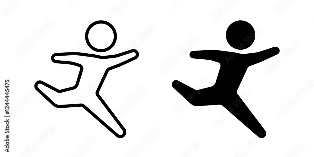 Jumping man icon. Jump of joy stick figure silhouette vector ...