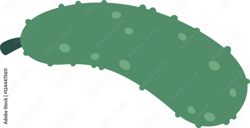 Single pickle lying horizontally with small bumps on its skin and a ...