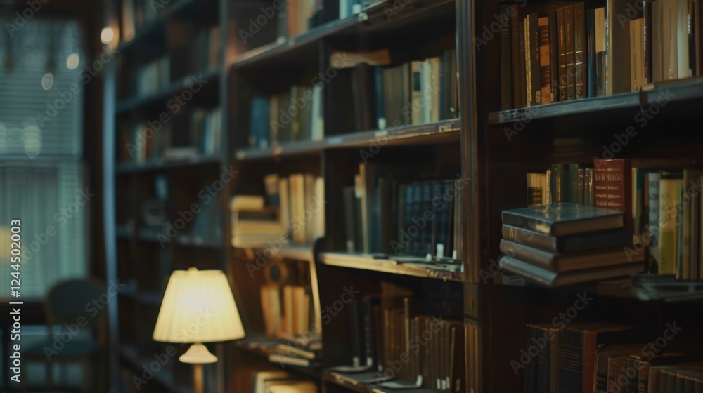 Empty library background with bookshelves in school, university ...