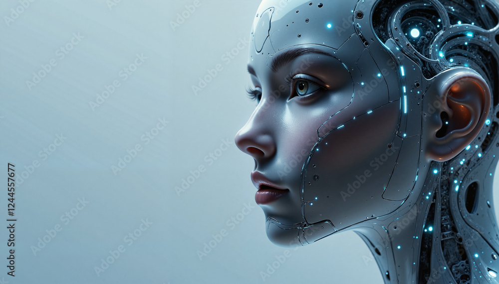 Minimalist digital human face representing artificial intelligence ...