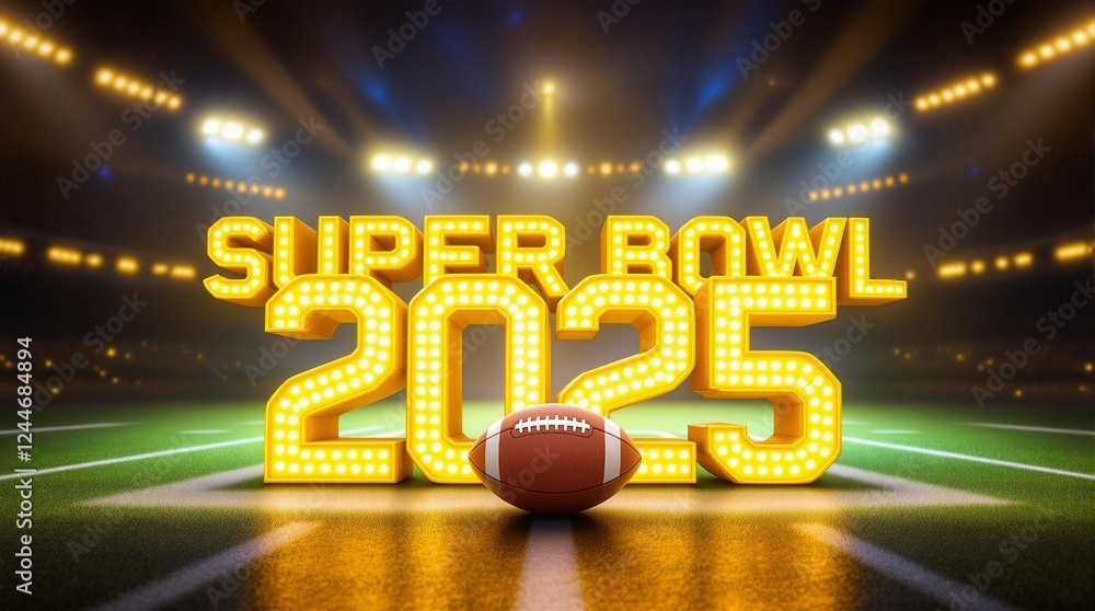 Ilustración de Stock American Football Championship Super Bowl 2025, 3D ...
